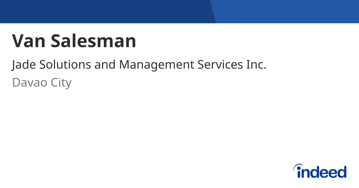 Van Salesman - Davao City - Indeed.com