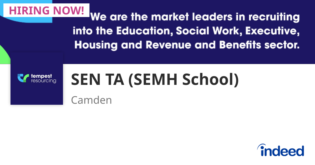 SEN TA (SEMH School) - Camden - Indeed.com
