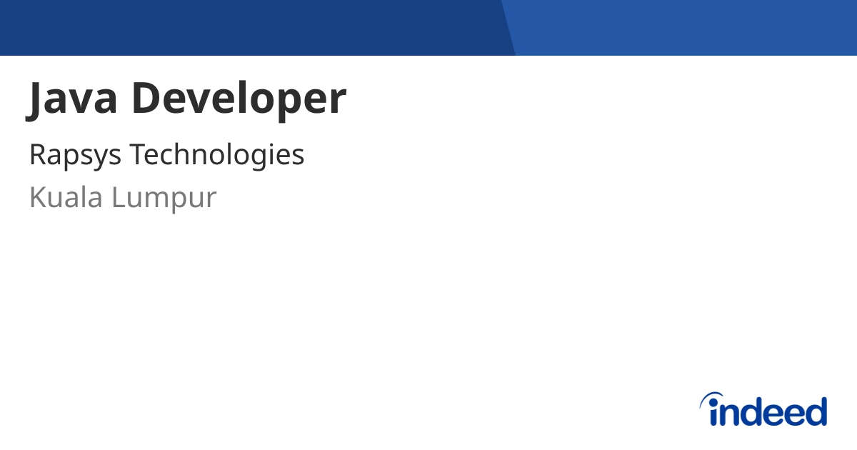 Java Developer - Kuala Lumpur - Indeed.com