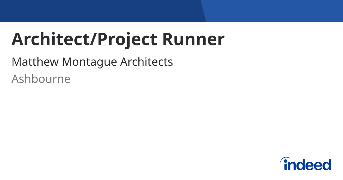 Architect/Project Runner - Ashbourne DE6 3DT - Indeed.com