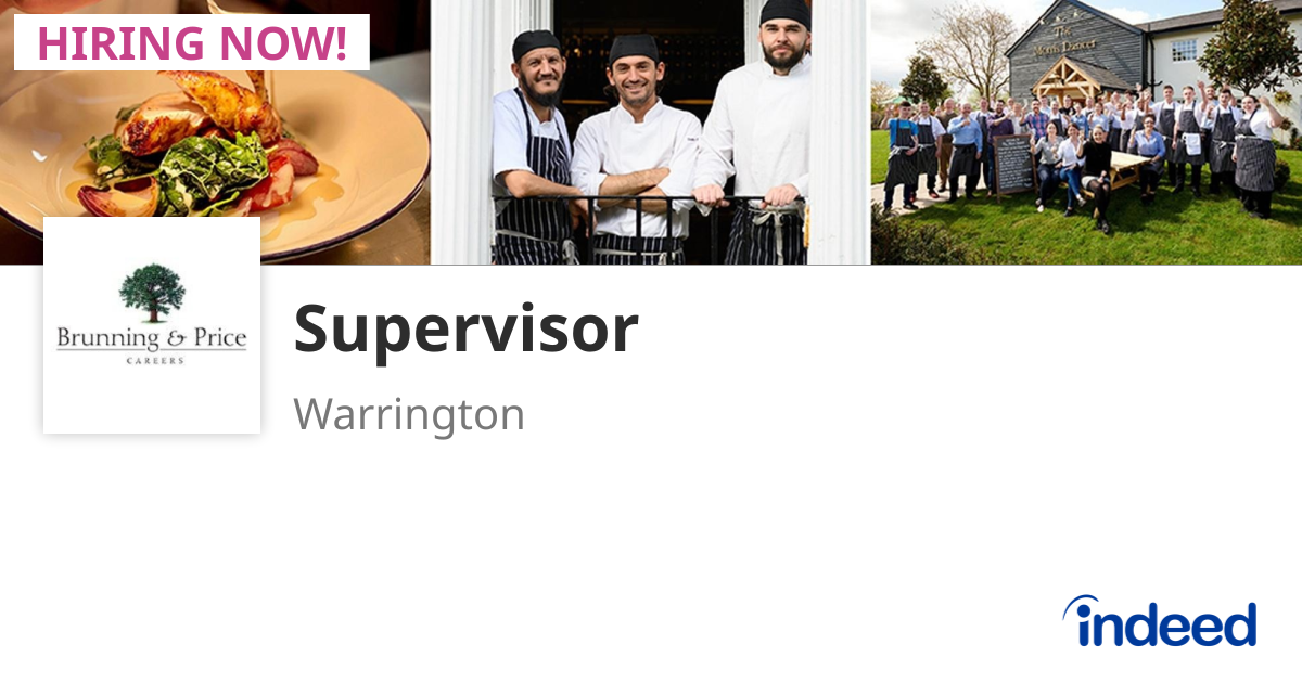 Supervisor - Warrington WA4 2SX - Indeed.com