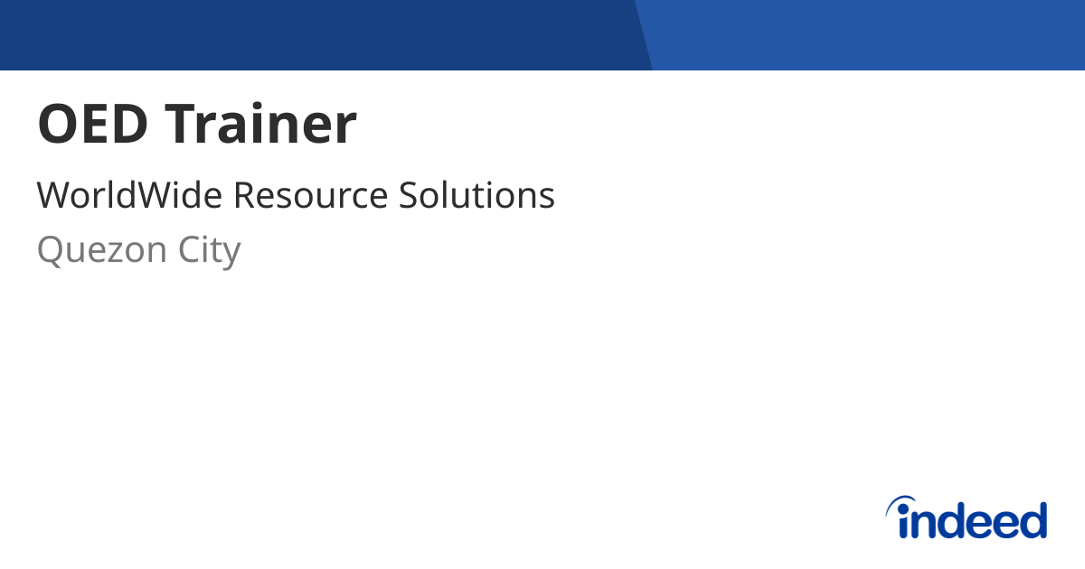 OED Trainer - Quezon City - Indeed.com