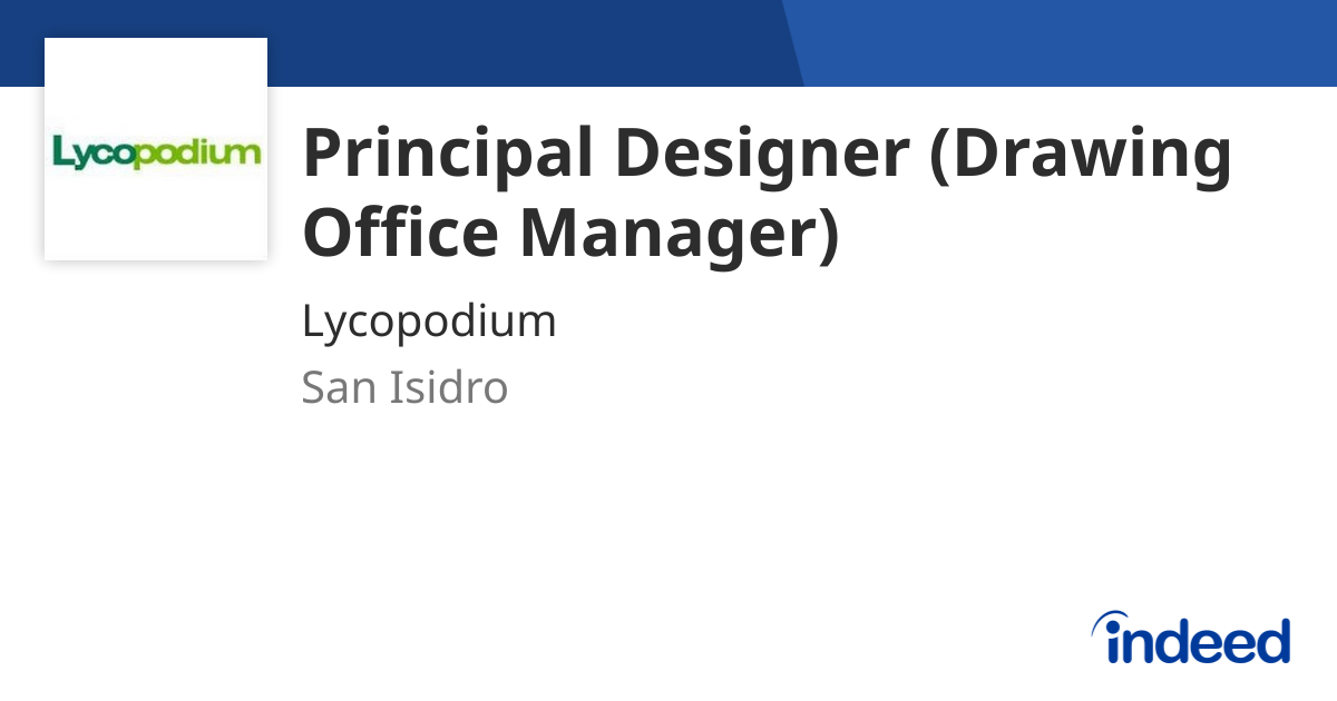 Principal Designer (Drawing Office Manager) - San Isidro, Lima - Indeed.com