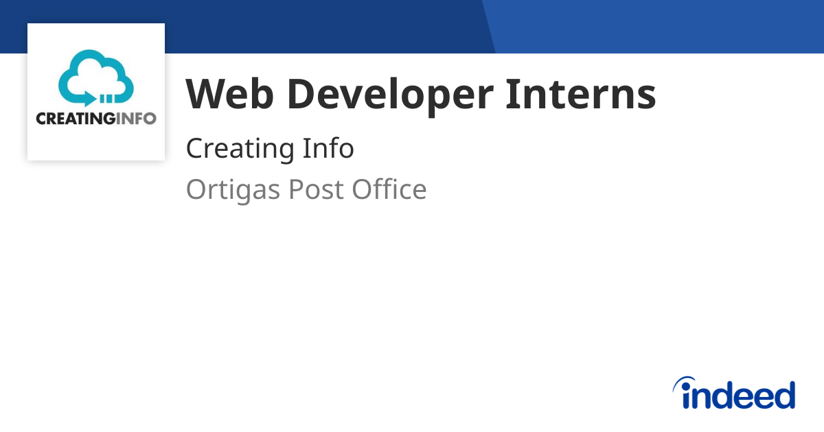 Web Developer Interns - Ortigas Post Office 1605 P00 - Indeed.com