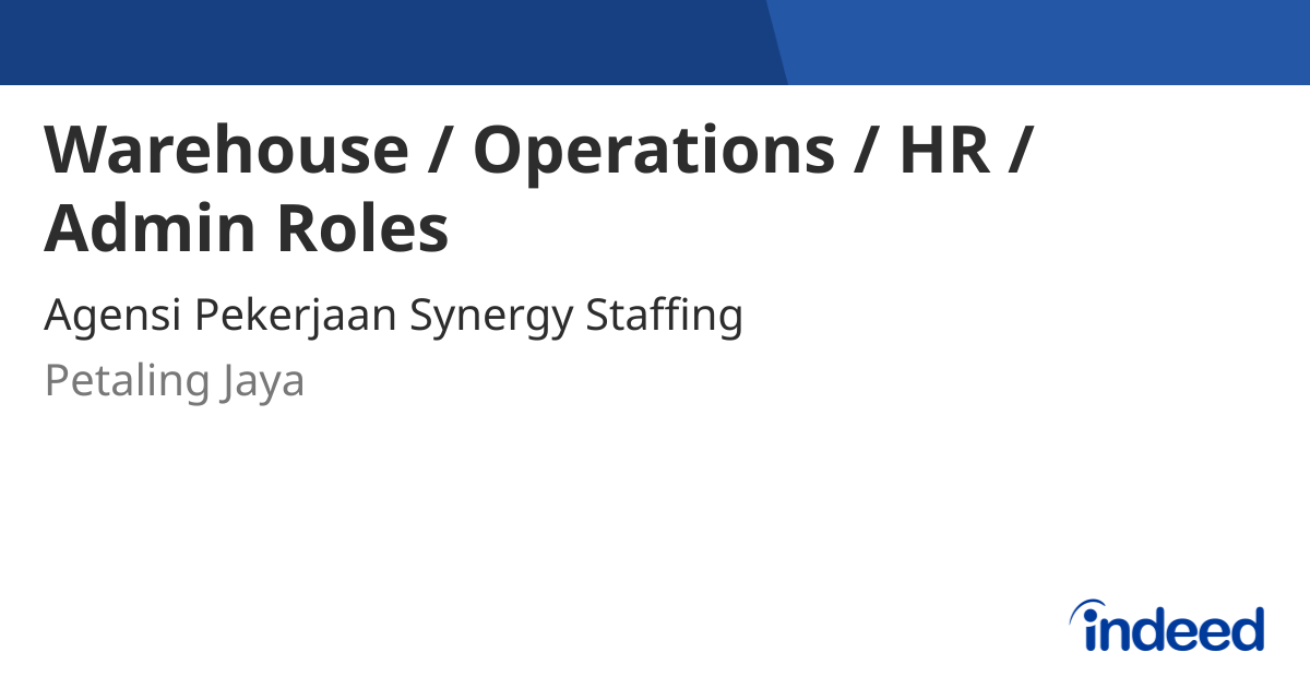 Warehouse & Operations Assistant – Lazada Express - Petaling Jaya - Indeed.com