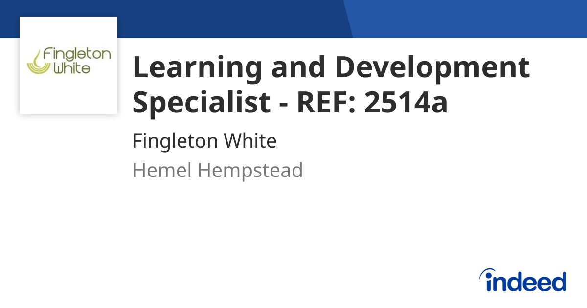 Learning and Development Specialist - REF: 2514a - Hemel Hempstead HP1 ...