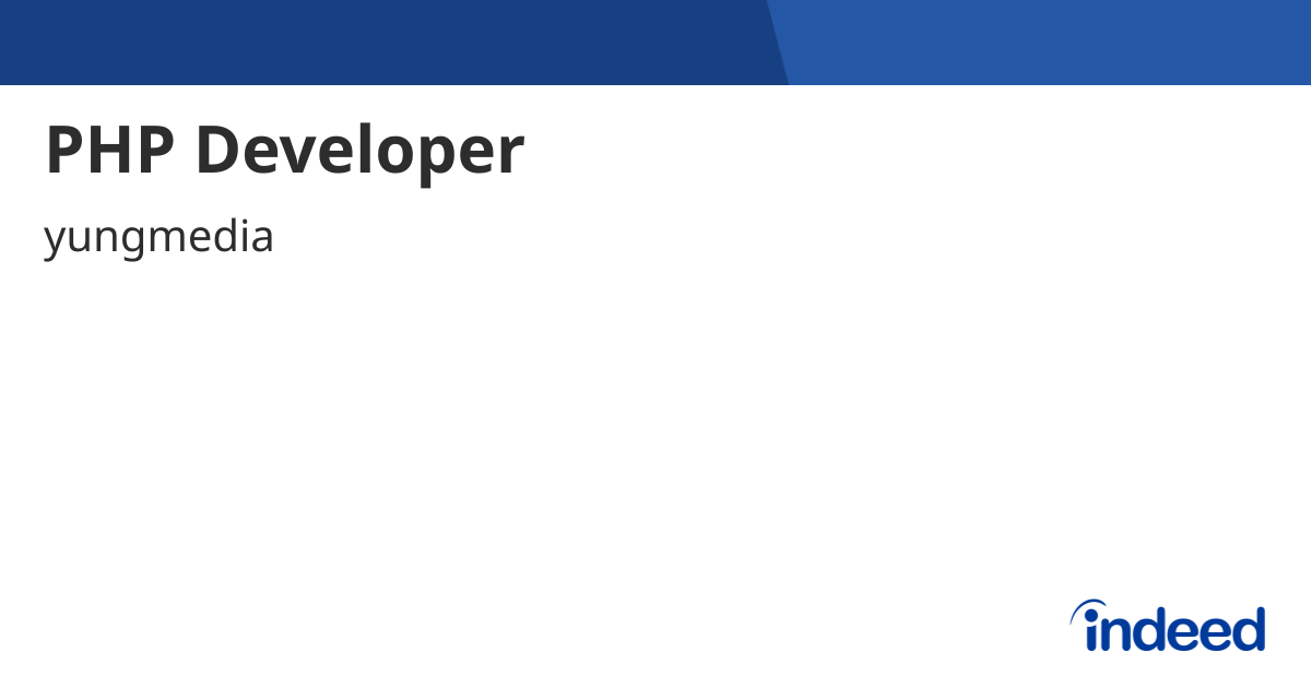 PHP Developer - Chennai, Tamil Nadu - Indeed.com