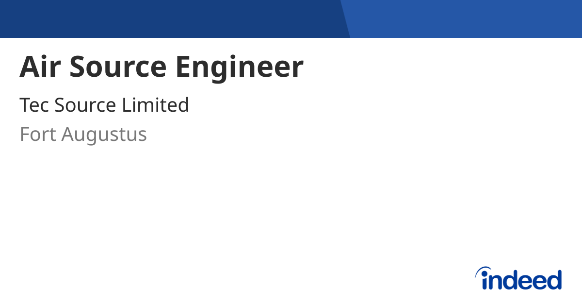 Air Source Heat Pump Engineer - Fort Augustus PH32 - Indeed.com