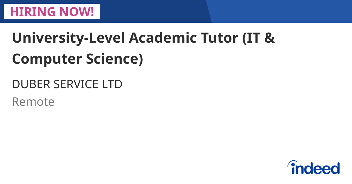 University-Level Academic Tutor (IT & Computer Science) - Remote ...