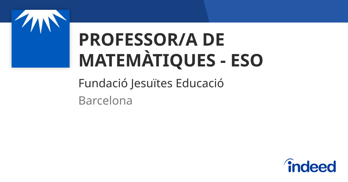 PROFESSOR/A DE MATEMÀTIQUES - ESO - Barcelona, Barcelona provincia ...