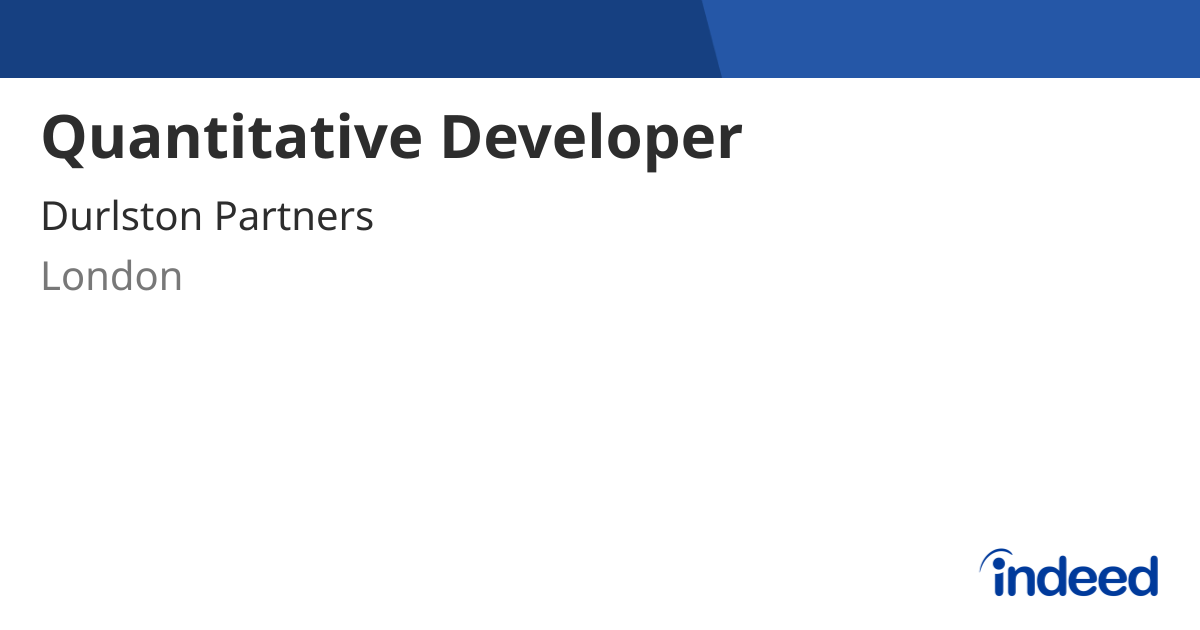 Quantitative Developer - London - Indeed.com
