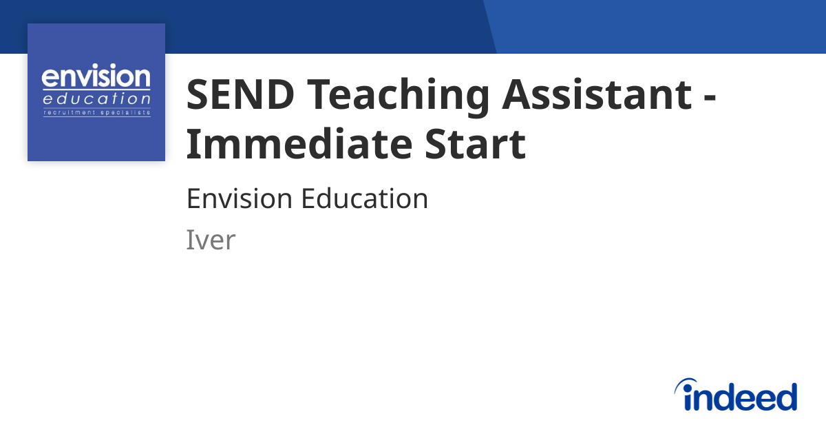 SEND Teaching Assistant - Immediate Start - Iver - Indeed.com