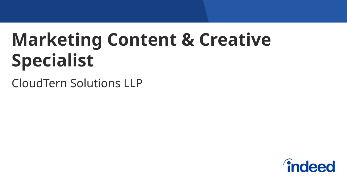 Marketing Content & Creative Specialist - Nanakramguda, Hyderabad ...