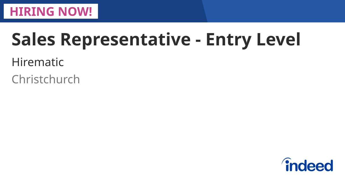 Sales Representative - Entry Level - Christchurch BH23 1PL - Indeed.com