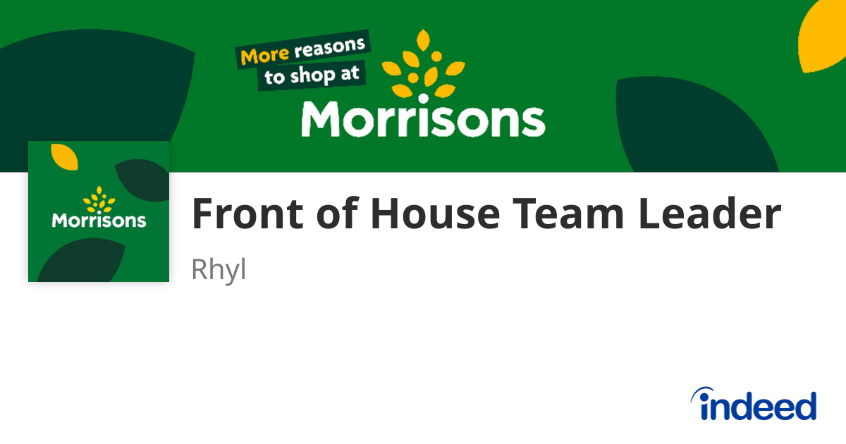Front of House Team Leader - Rhyl LL18 2DF - Indeed.com