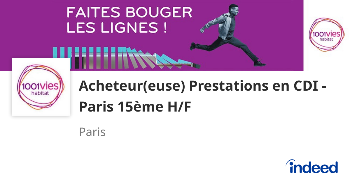 Acheteur(euse) Prestations en CDI - Paris 15ème H/F - Paris (75) - Indeed.com