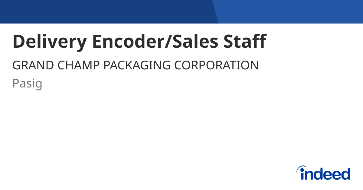 Delivery Encoder/Sales Staff - Pasig - Indeed.com