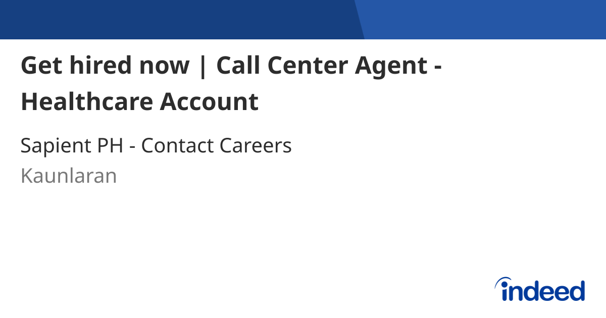 Get hired now | Call Center Agent - Healthcare Account - Kaunlaran 1111 ...