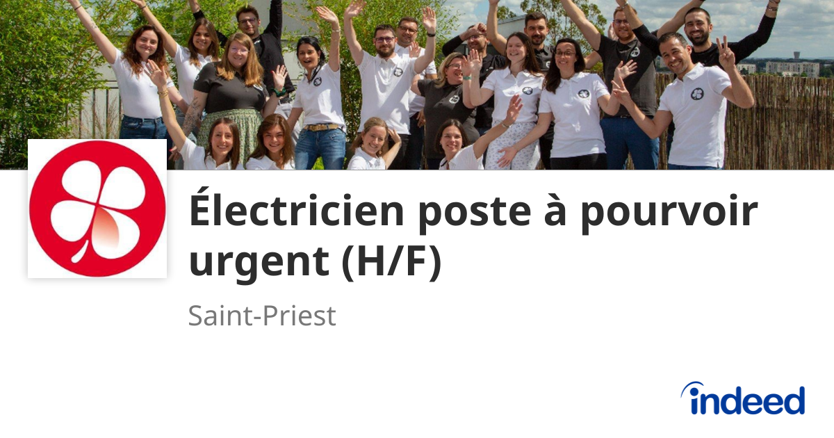 Électricien poste à pourvoir urgent (H/F) - 69800 Saint-Priest - Indeed.com