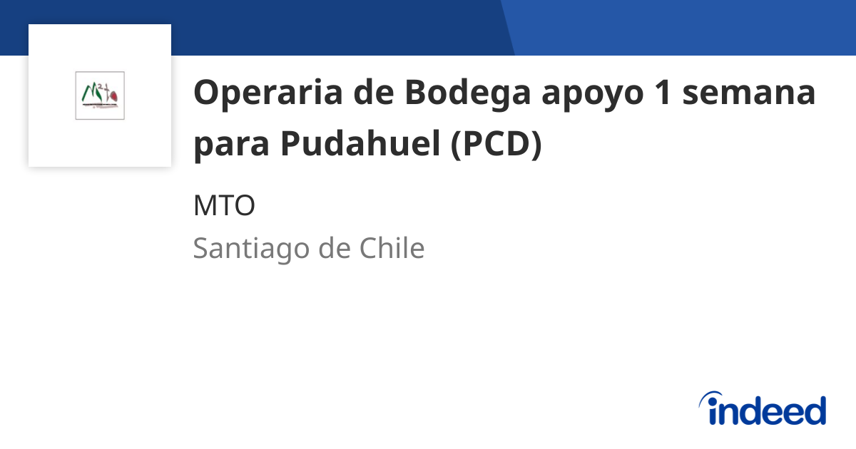 Operaria de Bodega apoyo 1 semana para Pudahuel (PCD) - Santiago de ...
