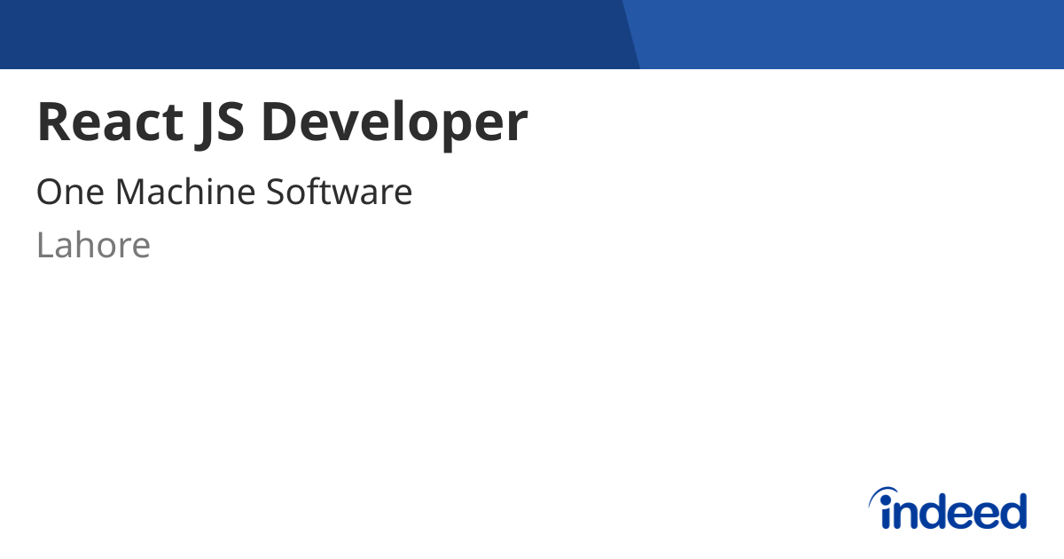 React JS Developer - Lahore - Indeed.com