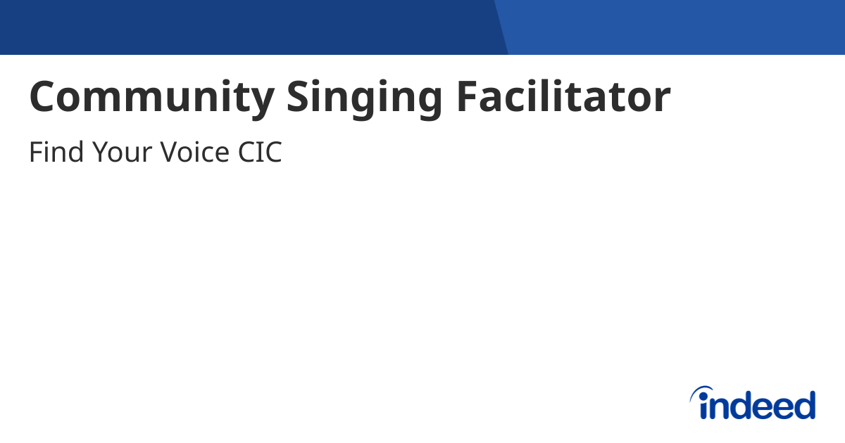Community Singing Facilitator - Essex - Indeed.com