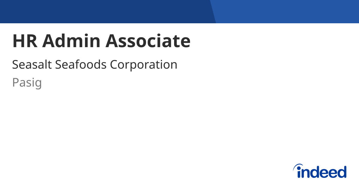 HR Admin Associate - Pasig - Indeed.com