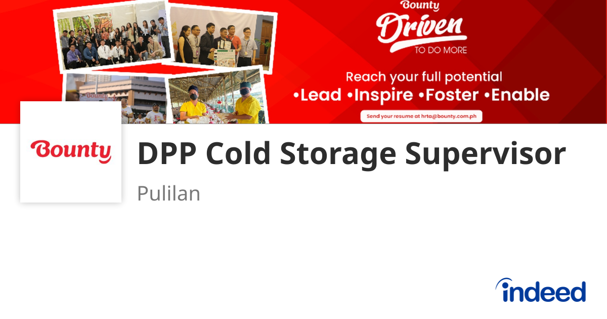 DPP Cold Storage Supervisor - Pulilan 3005 P03 - Indeed.com