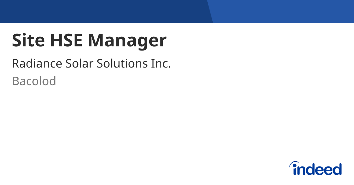 Site HSE Manager - Bacolod - Indeed.com