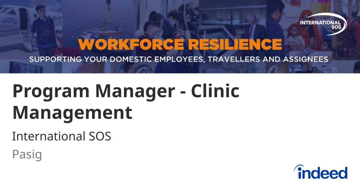 Program Manager - Clinic Management - Pasig - Indeed.com