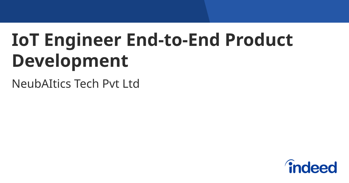 IoT Engineer End-to-End Product Development - Guindy, Chennai, Tamil Nadu - Indeed.com