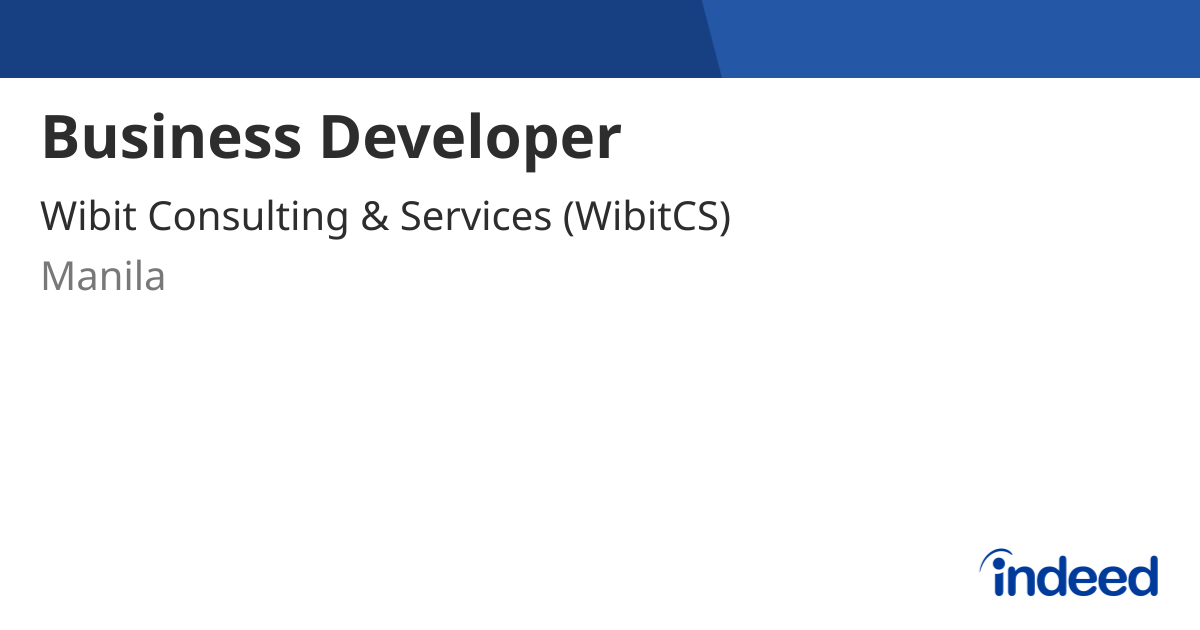 Business Developer - Manila - Indeed.com