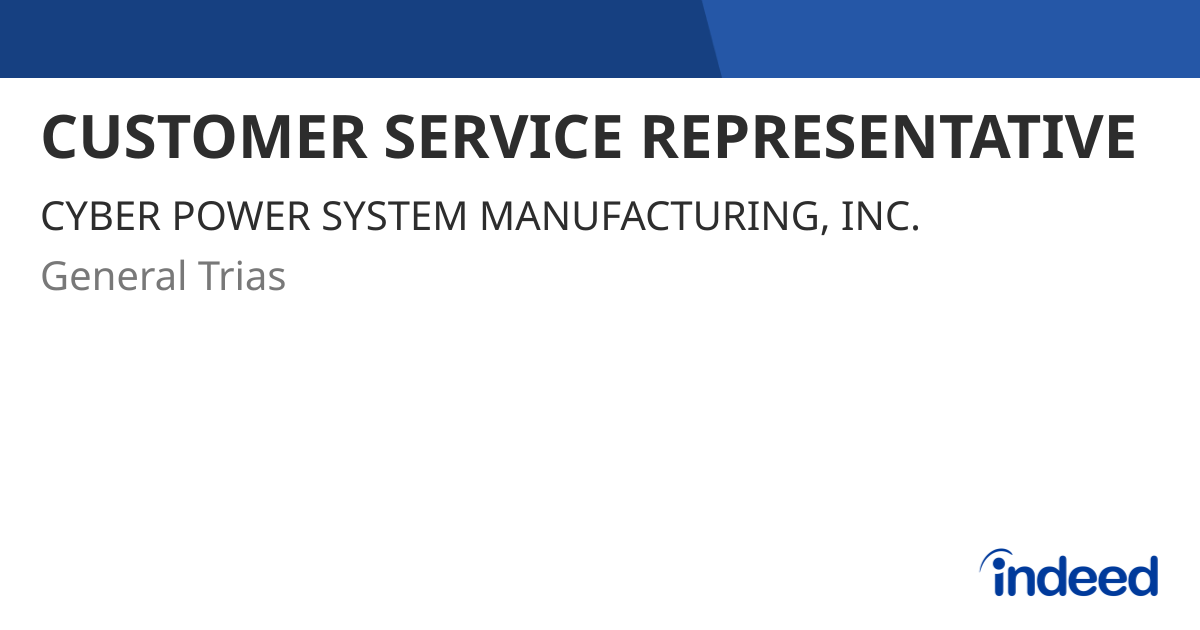 CUSTOMER SERVICE REPRESENTATIVE - General Trias - Indeed.com