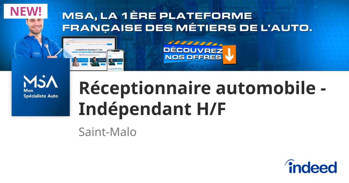 Réceptionnaire automobile - Indépendant H/F - Saint-Malo (35) - Indeed.com