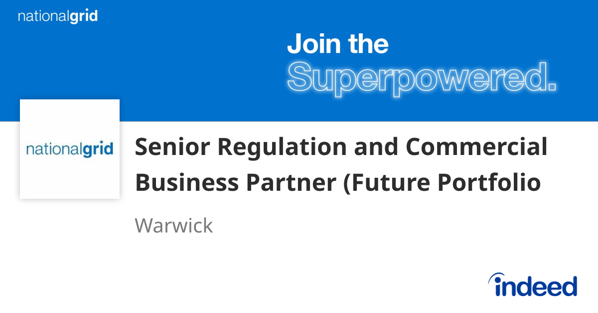 Senior Regulation and Commercial Business Partner (Future Portfolio ...