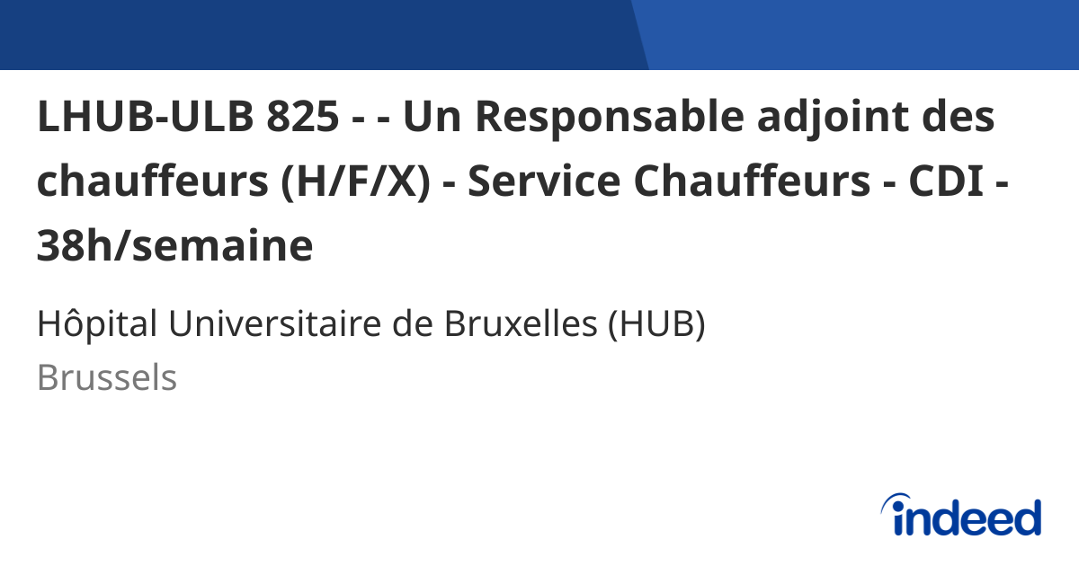 LHUB-ULB 825 - - Un Responsable adjoint des chauffeurs (H/F/X ...