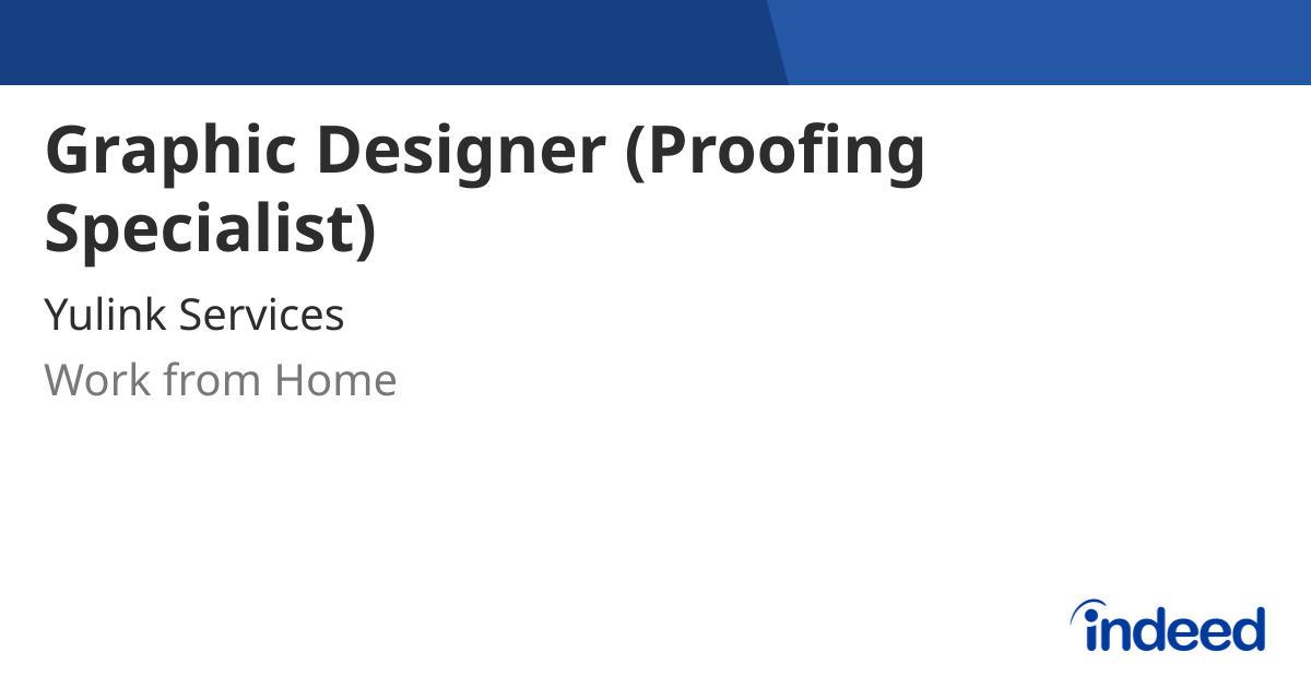 Graphic Designer (Proofing Specialist) - Work from Home - Indeed.com