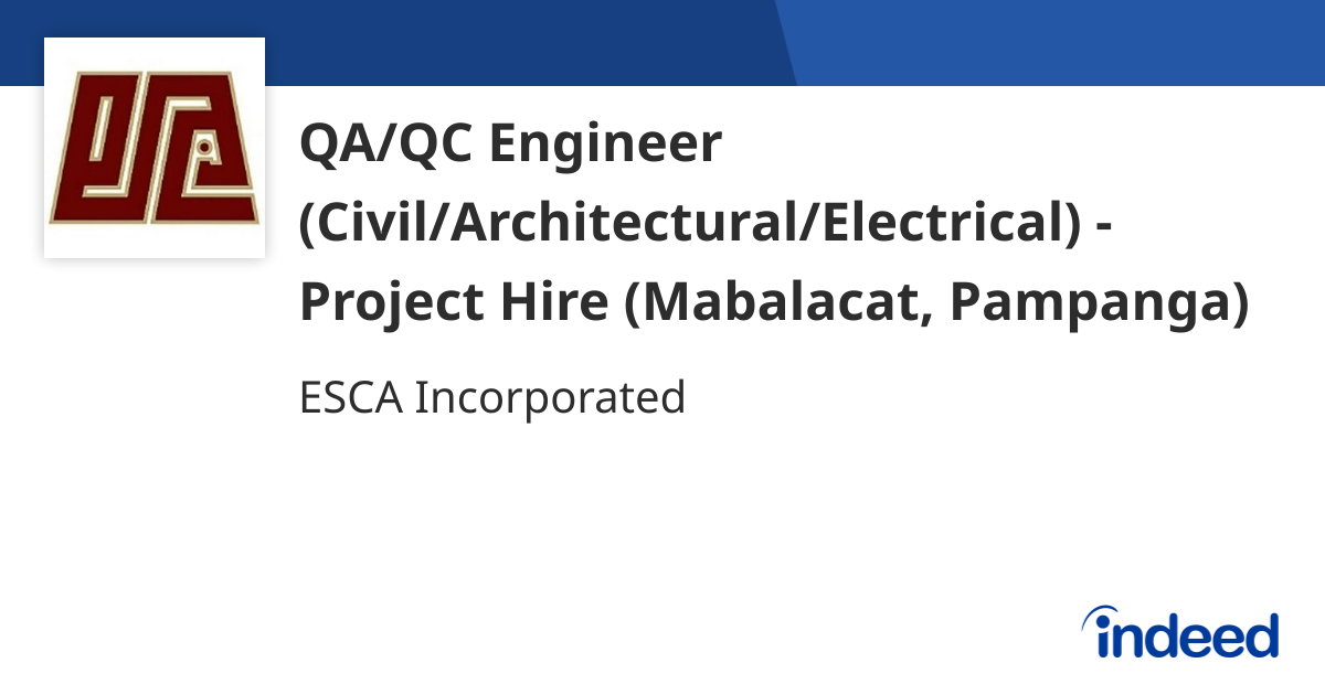 QA/QC Engineer (Civil/Architectural/Electrical) - Project Hire (Mabalacat, Pampanga) - Pampanga ...