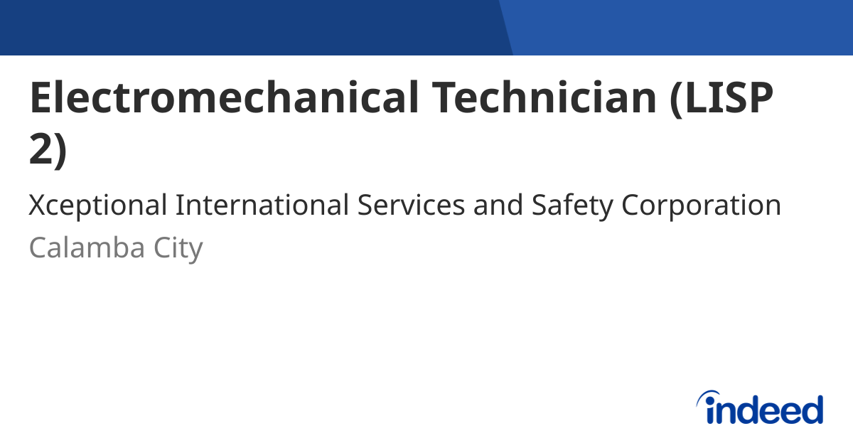 Electromechanical Technician - Calamba City - Indeed.com