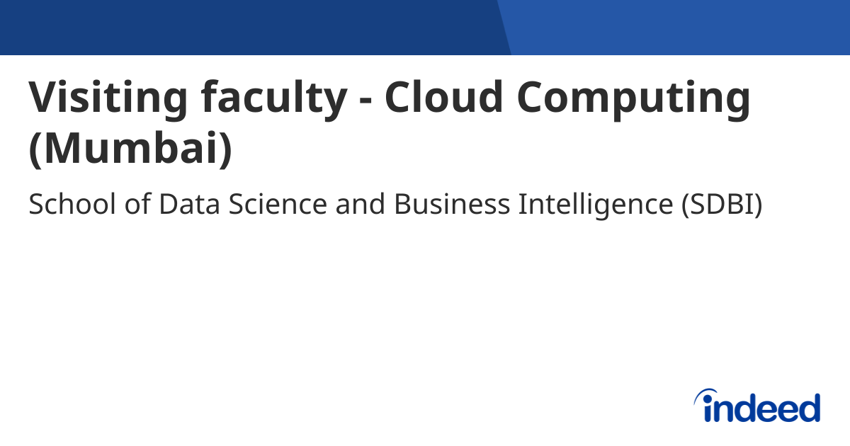 Visiting faculty - Cloud Computing (Mumbai) - Goregaon, Mumbai ...