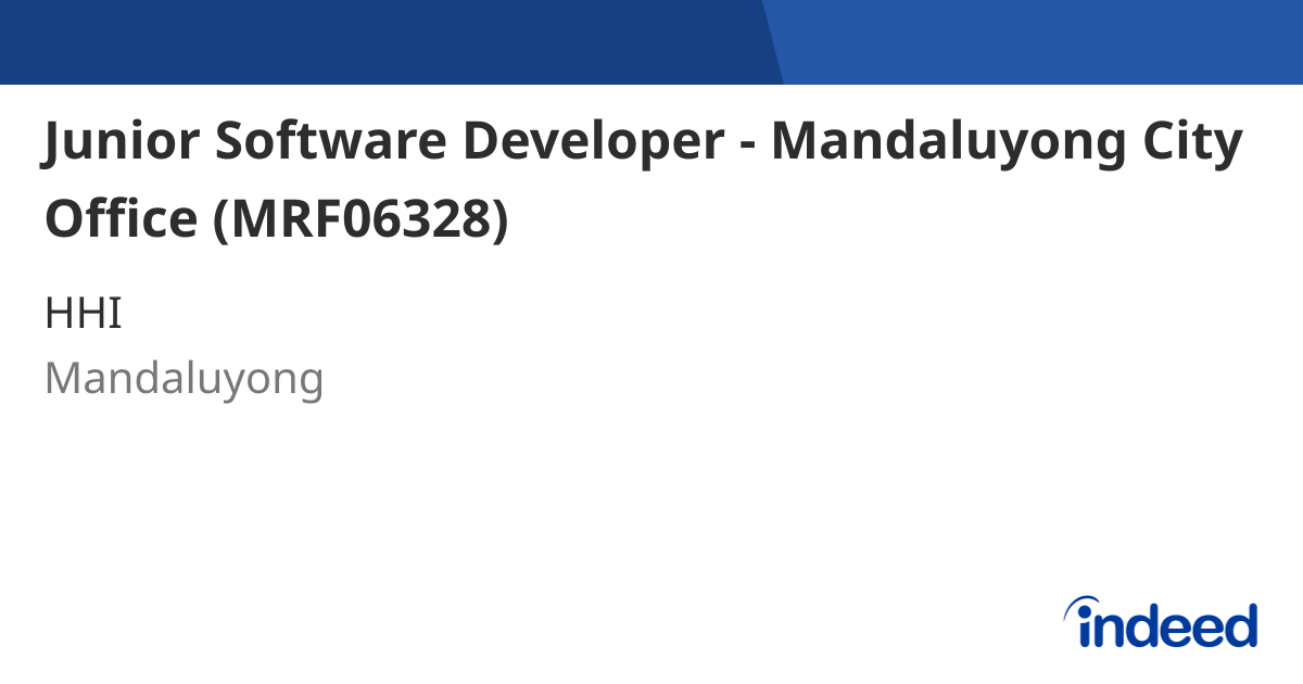 Junior Software Developer - Mandaluyong City Office (MRF06328) - Mandaluyong - Indeed.com