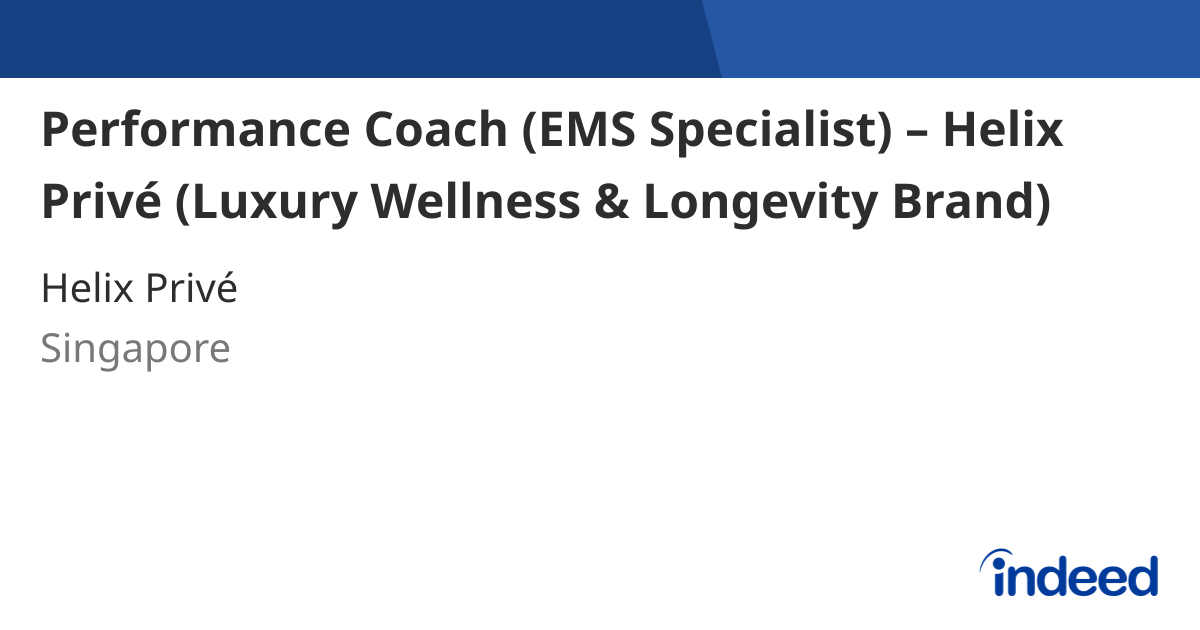 Performance Coach (EMS Specialist) – Helix Privé (Luxury Wellness ...