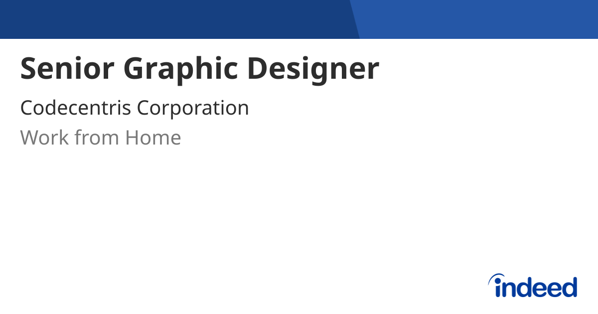 Senior Graphic Designer - Work from Home - Indeed.com