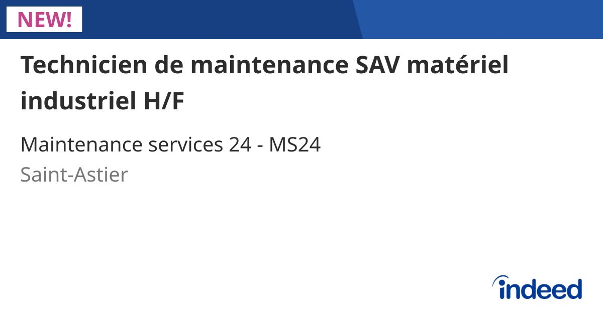 Technicien de maintenance SAV matériel industriel H/F - 24110 Saint ...