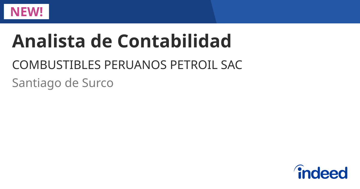 Analista de Contabilidad - Santiago de Surco 15555 - Indeed.com