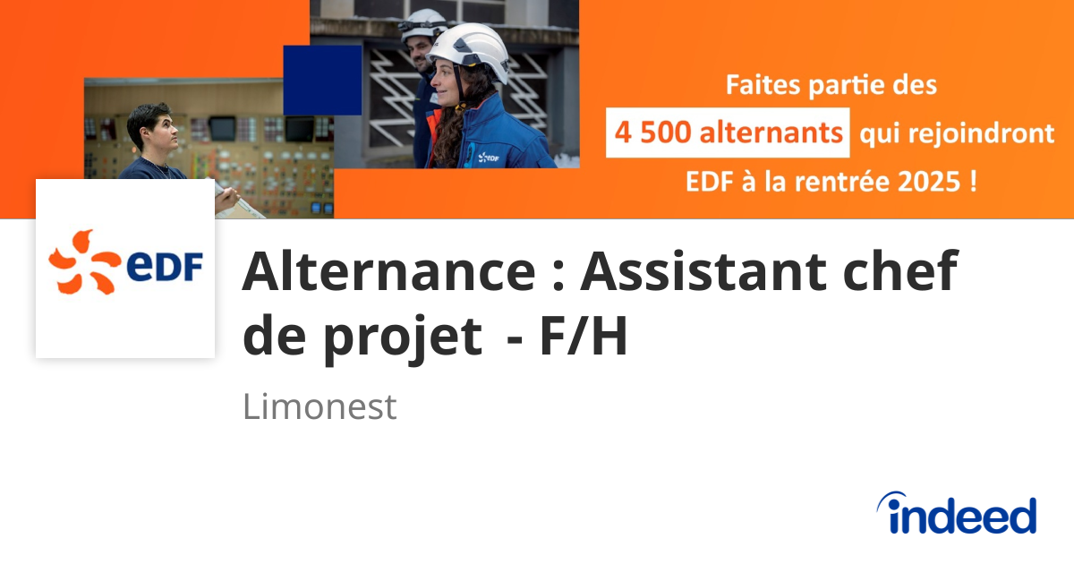Alternance : Assistant chef de projet - F/H - 69760 Limonest - Indeed.com