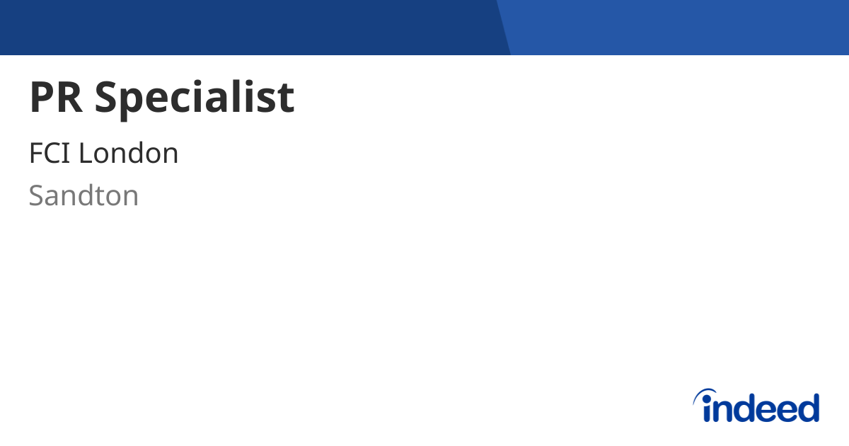 PR Specialist - Sandton, Gauteng - Indeed.com