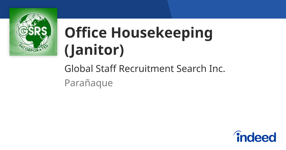 Office Housekeeping (Janitor) - Parañaque - Indeed.com