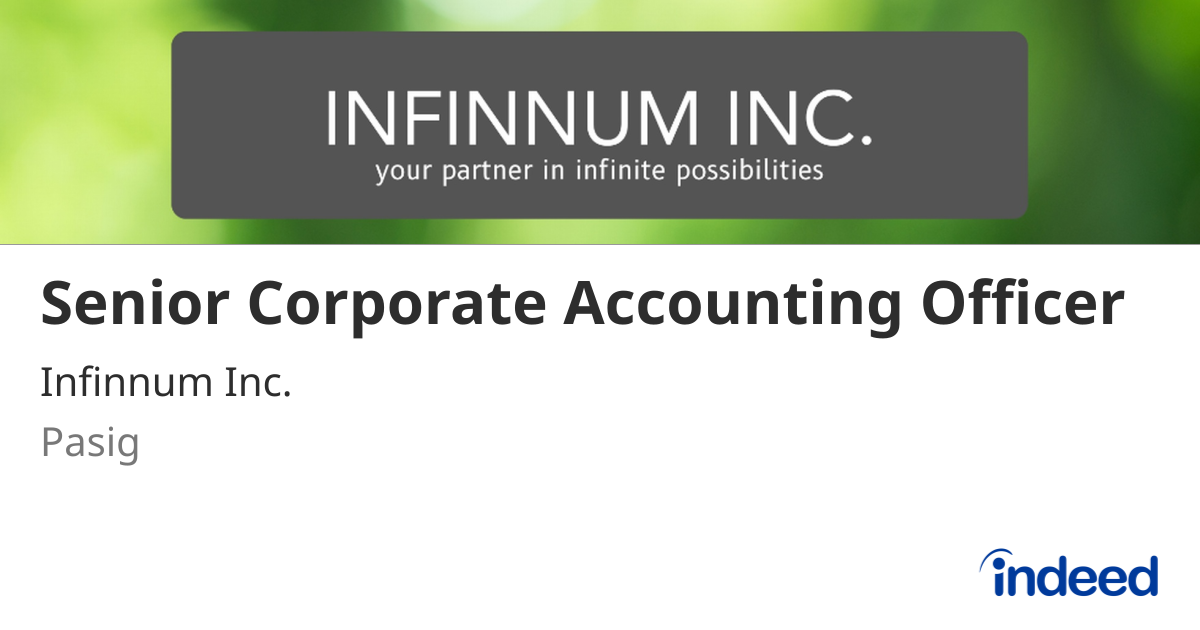 Senior Corporate Accounting Officer - Pasig - Indeed.com