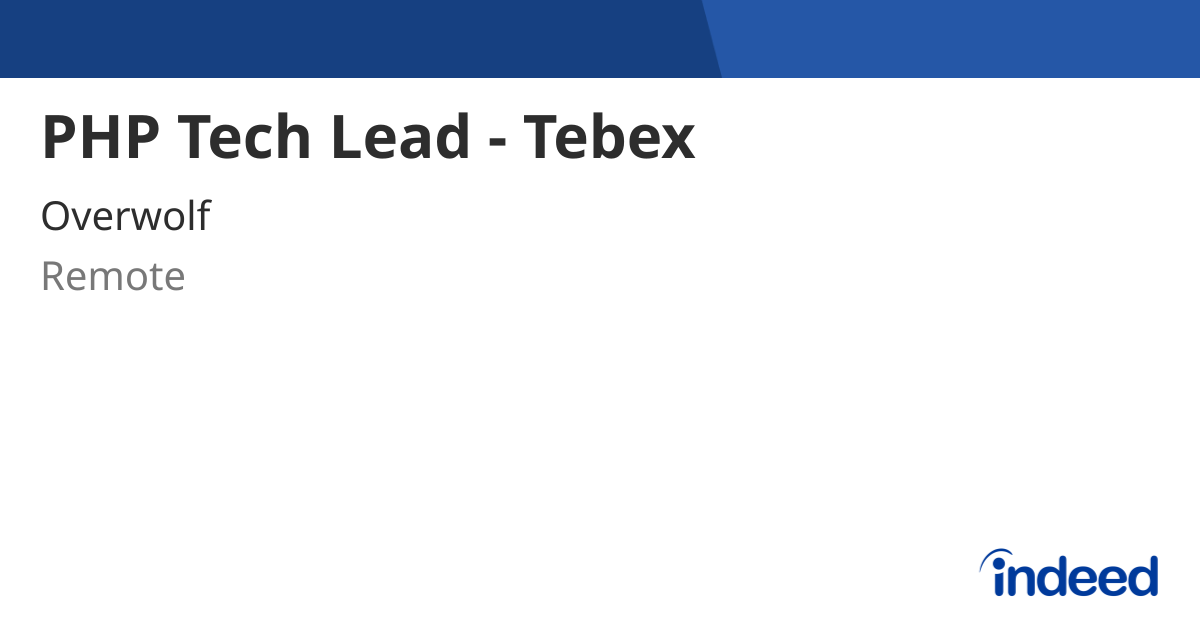 PHP Tech Lead - Tebex - Remote - Indeed.com